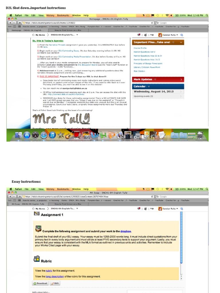 D2L Shut Down..important Instructions | PDF