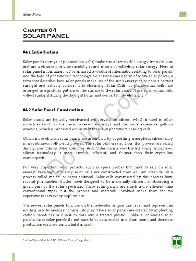 Chapter 4 - Solar Panel | PDF | Solar Panel | Solar Cell