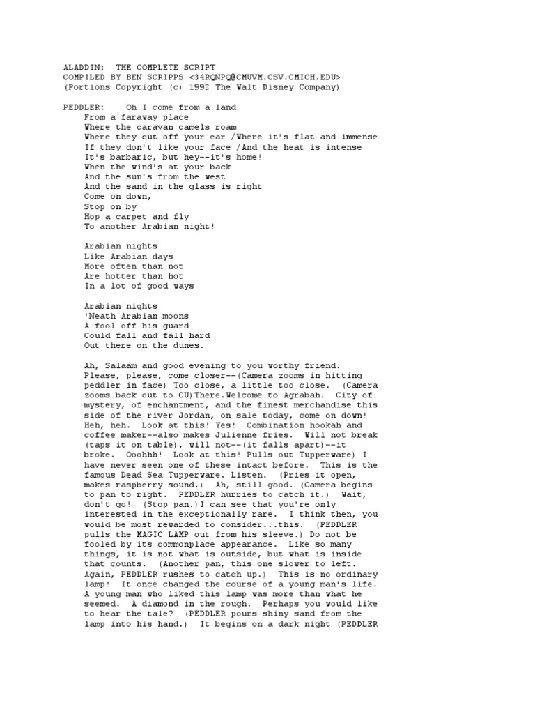 Aladdin The Complete Script | PDF | Nature
