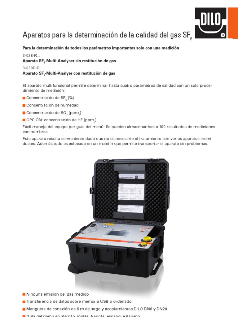 SF6 Multi Analyser 3 038 R... ES | PDF | Humedad | Gases