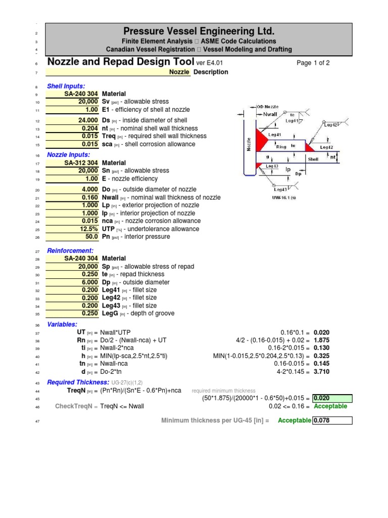 Nozzle and Repad Design Calculations | PDF | Building Engineering ...