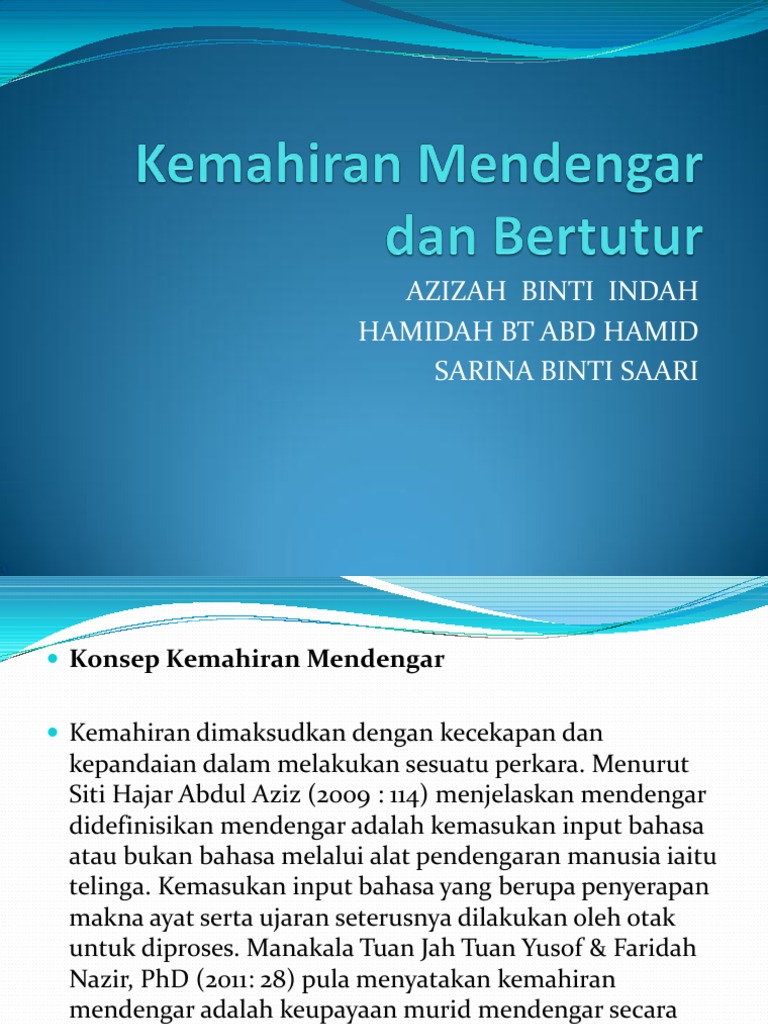 Kemahiran Mendengar Dan Bertutur | PDF