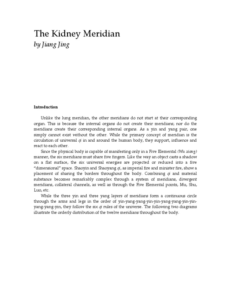Kidney Meridian by Jiang Jing | PDF | Meridian (Chinese Medicine) | Qi