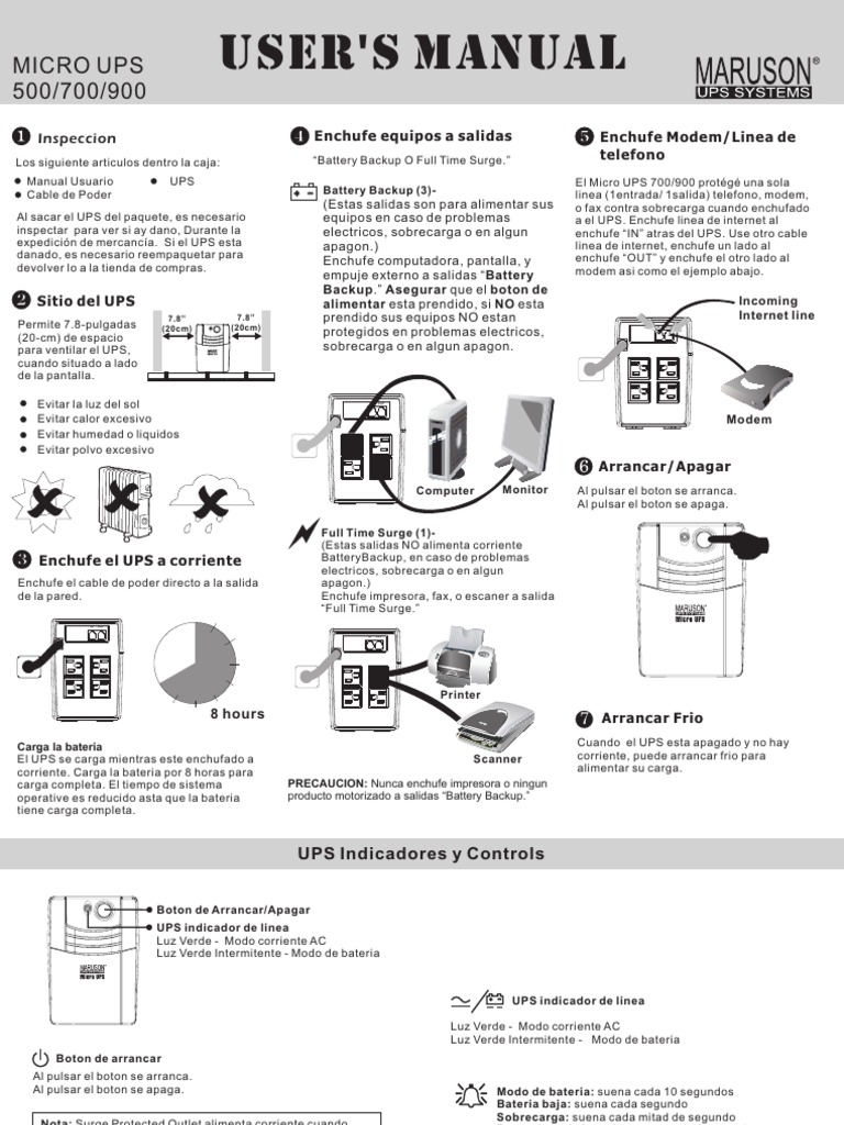 Manual UPS | PDF | Batería (electricidad) | Enchufes y tomas de ...