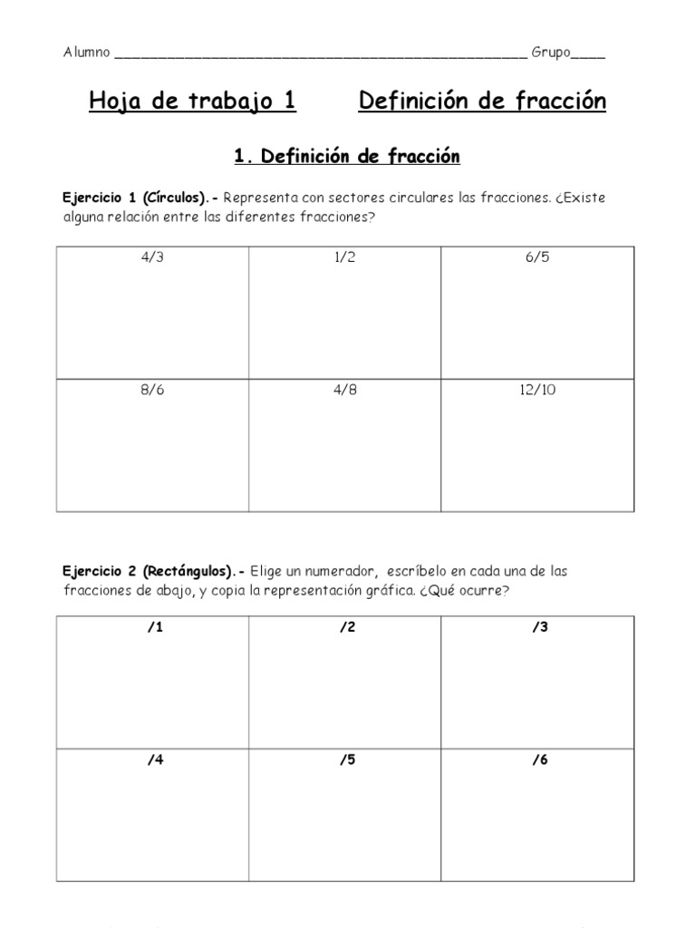 Hoja De Trabajo De Repaso De Fracciones 📚 Fracciones 📚 3º