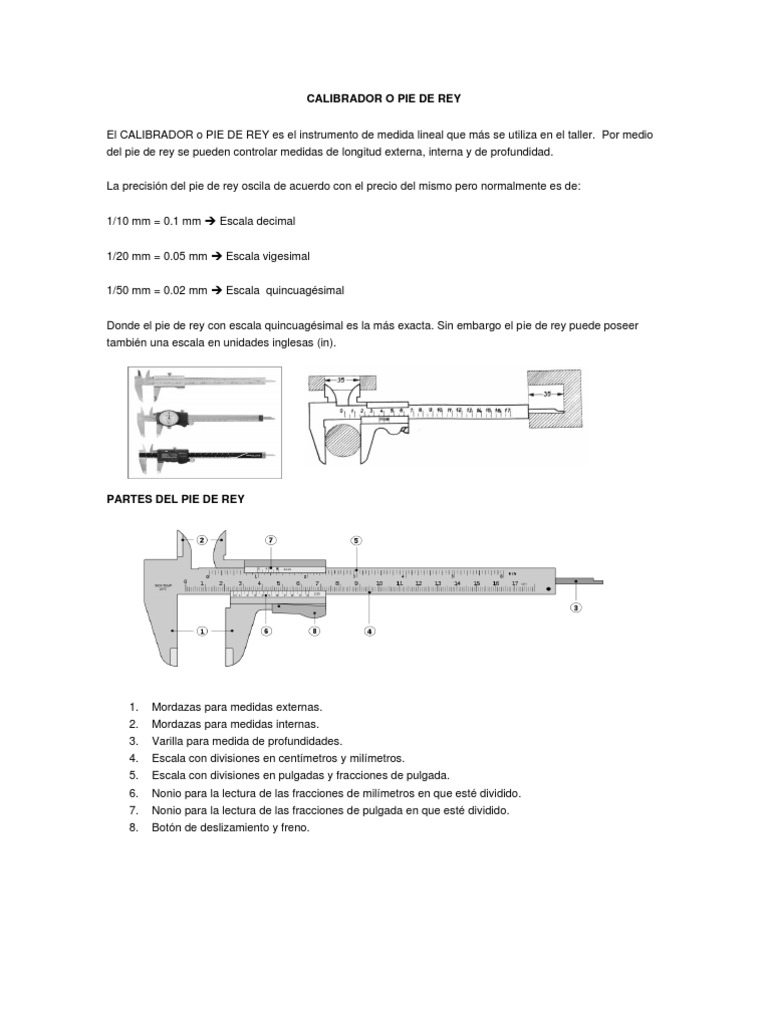 Calibrador o Pie de Rey | PDF | Longitud | Observación científica
