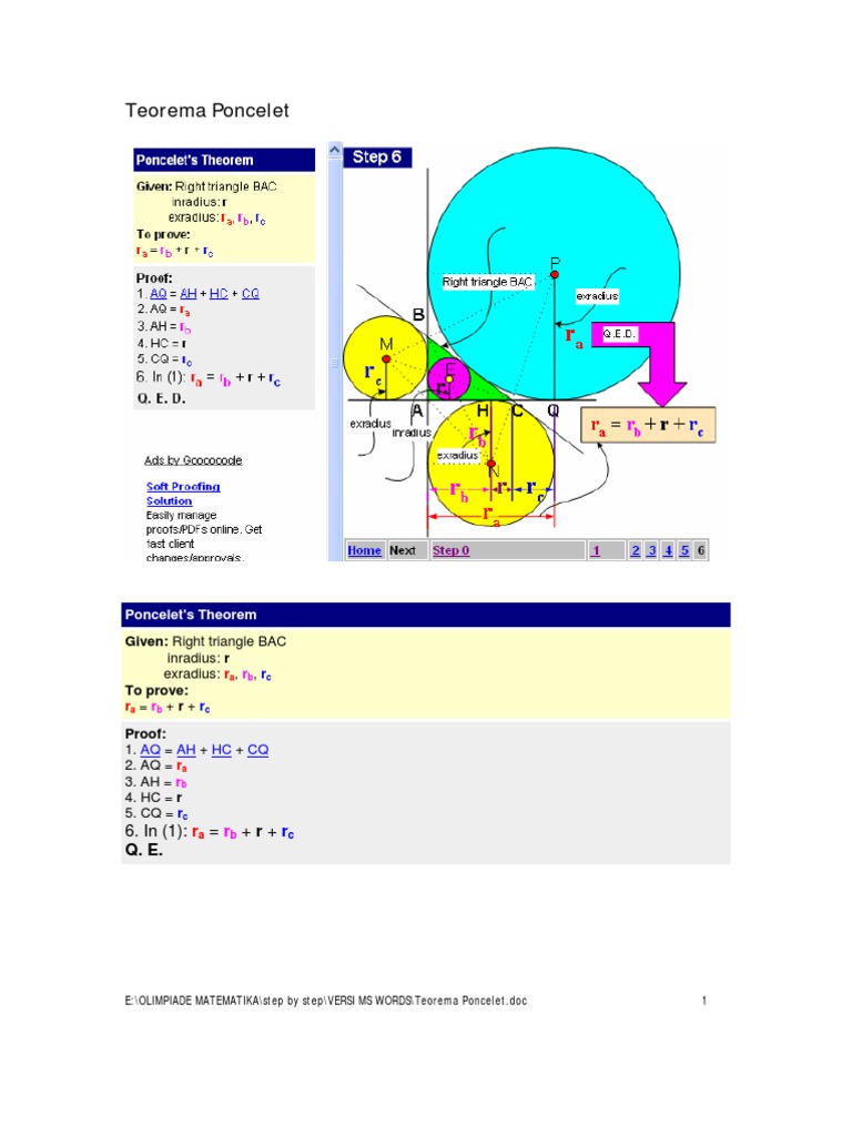 Poncelet's Theorem Proof | PDF