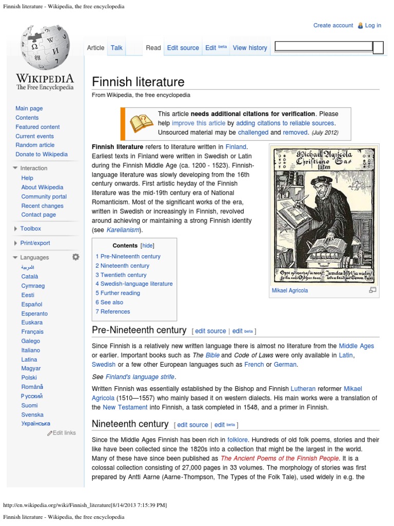 Finnish Literature | PDF | Finland | Poetry
