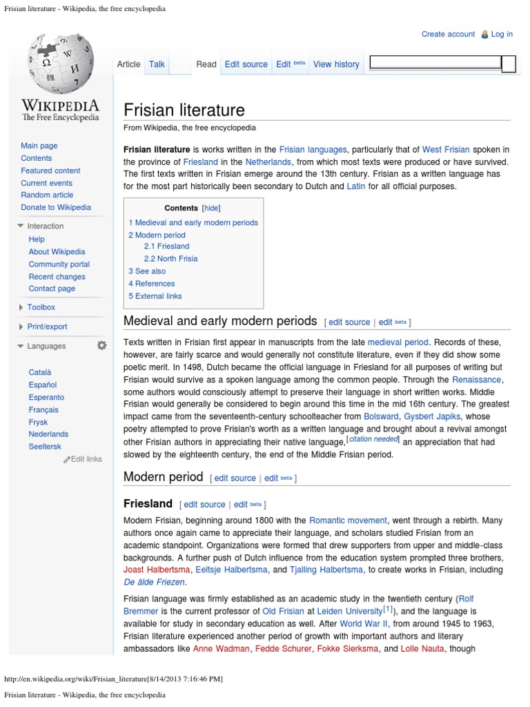 Frisian Literature | PDF | Languages | Language Arts & Discipline