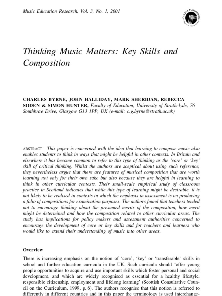 Thinking Music Matters | PDF | Music Education | Curriculum