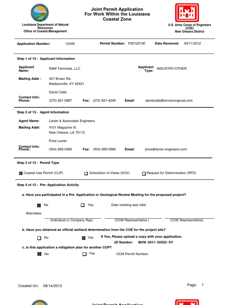 RAM Terminals Permit Application | PDF | United States Army Corps Of ...