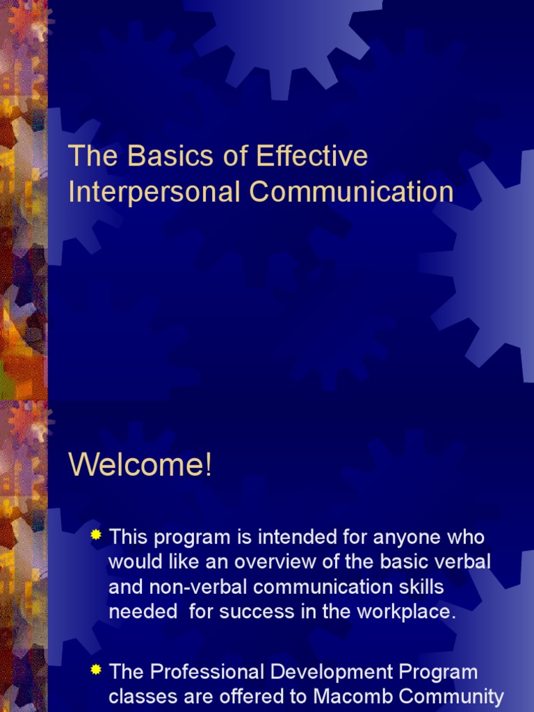 The Basics of Effective Interpersonal Communication | PDF | Nonverbal ...