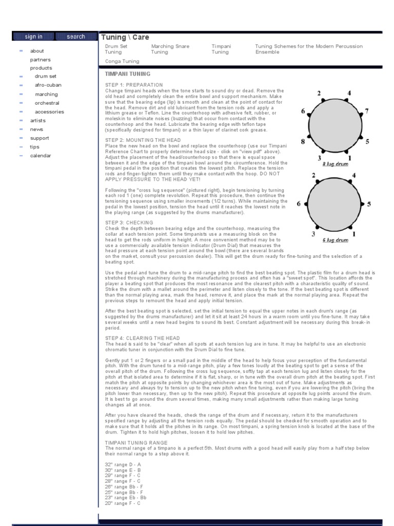 Timpani Tuning Guide and Techniques | PDF | Drum | Pitch (Music)