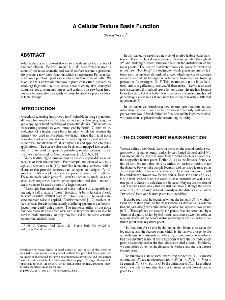 A Cellular Texture Basis Function: F F F F F F | PDF | Texture Mapping | Rendering (Computer ...