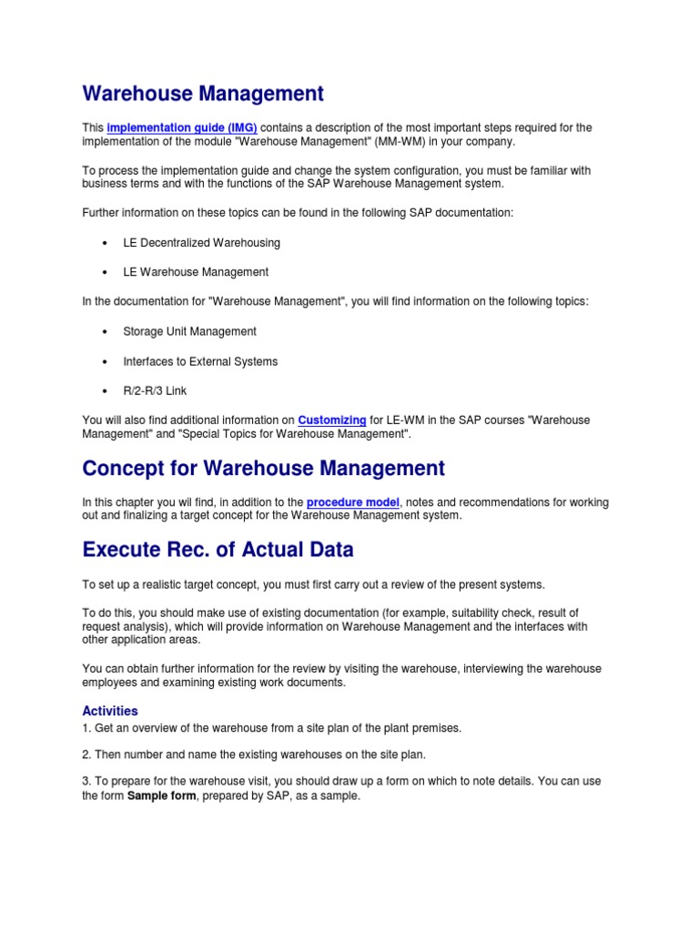Warehouse Management Master Data | PDF | Warehouse | Documentation
