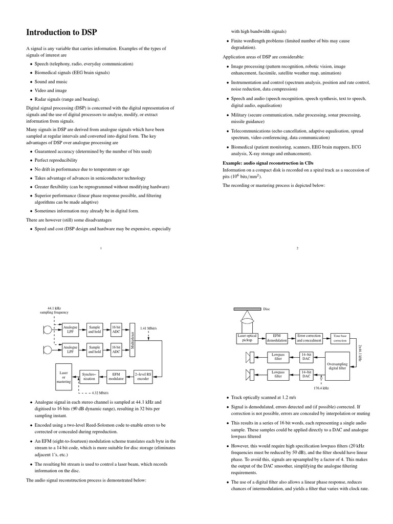 01 Intro 2up | PDF | Digital Signal Processing | Sampling (Signal Processing)