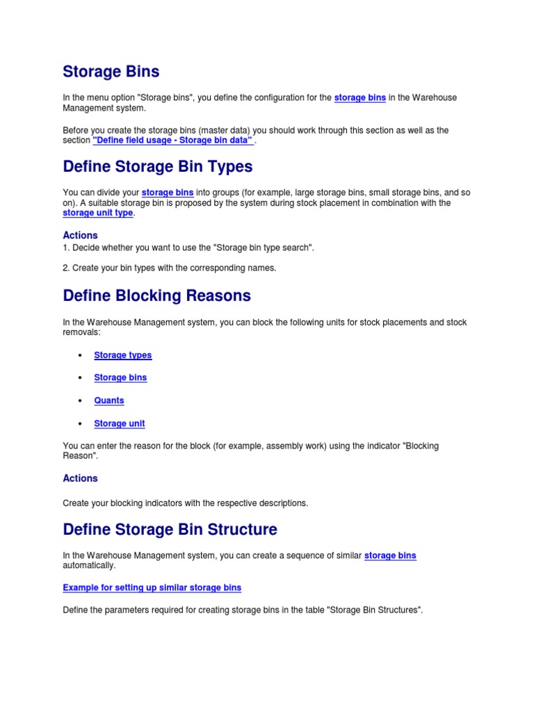 Defining Storage Bin Types in SAP WM | PDF | Pallet | Warehouse