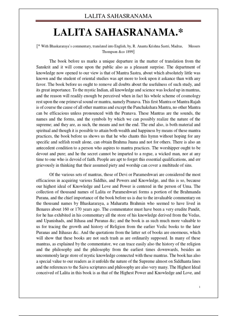 Lalita Sahasranama | PDF | Shiva | Mantra