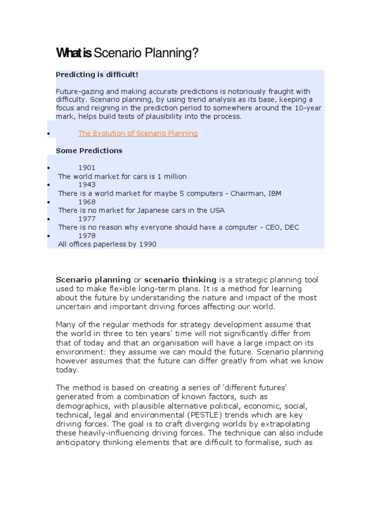 What Is Scenario Planning | PDF | Scenario Planning | Brainstorming