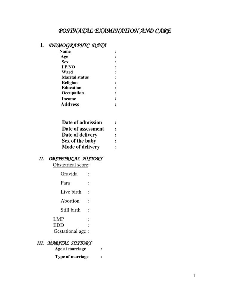 Postnatal Examination and Care | PDF