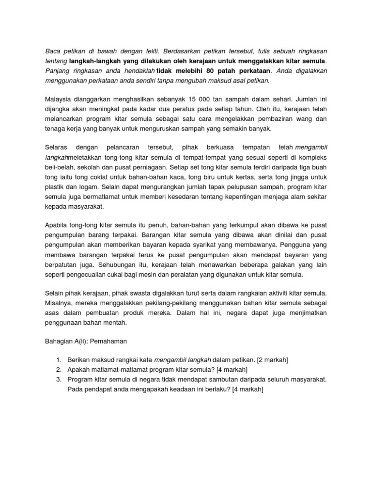 BM Ringkasan & Pemahaman-Pmr | PDF