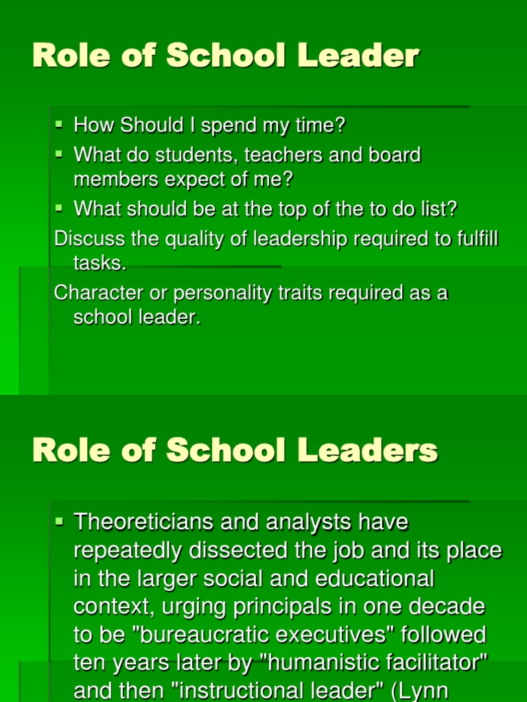 The Role of School Leaders | PDF | Accountability | Leadership