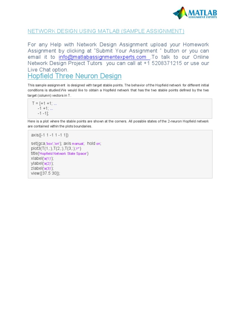 Network Design Project Using MATLAB | PDF | Matlab | Homework