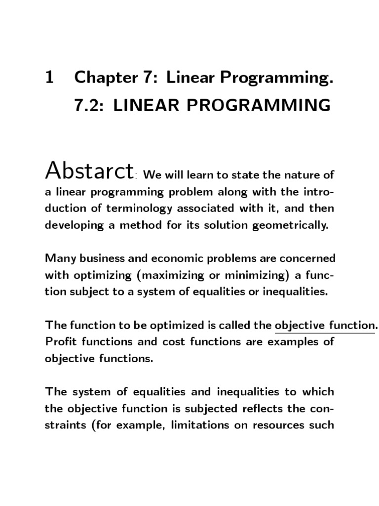 Report on text | Linear Programming | Mathematical Optimization