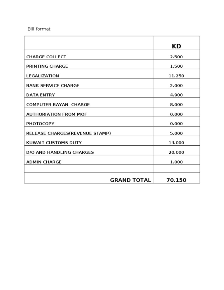 Bill Format | PDF