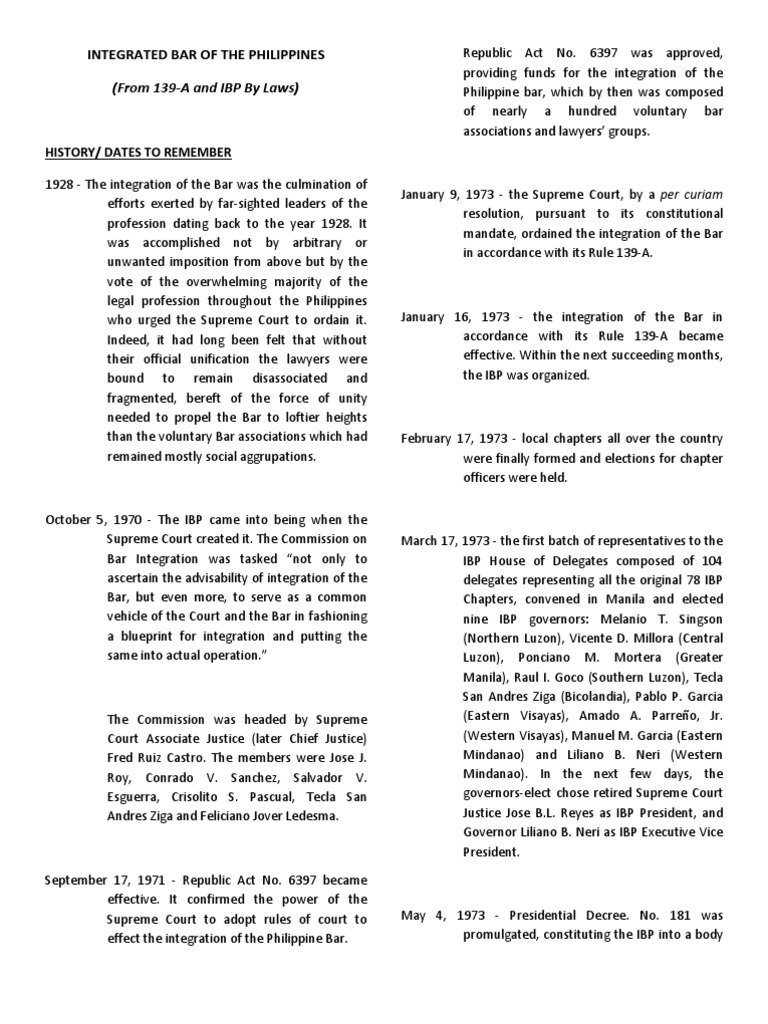 (From 139-A and IBP by Laws) : Integrated Bar of The Philippines | PDF ...