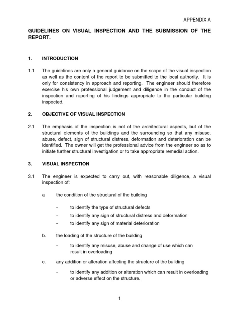 Guidelines Inspection APPENDIX A | PDF | Structural Load | In Situ