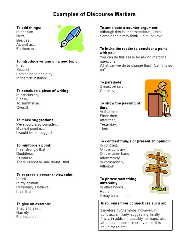 Discourse Marker Student Sheet | PDF | Cognitive Science | Semiotics