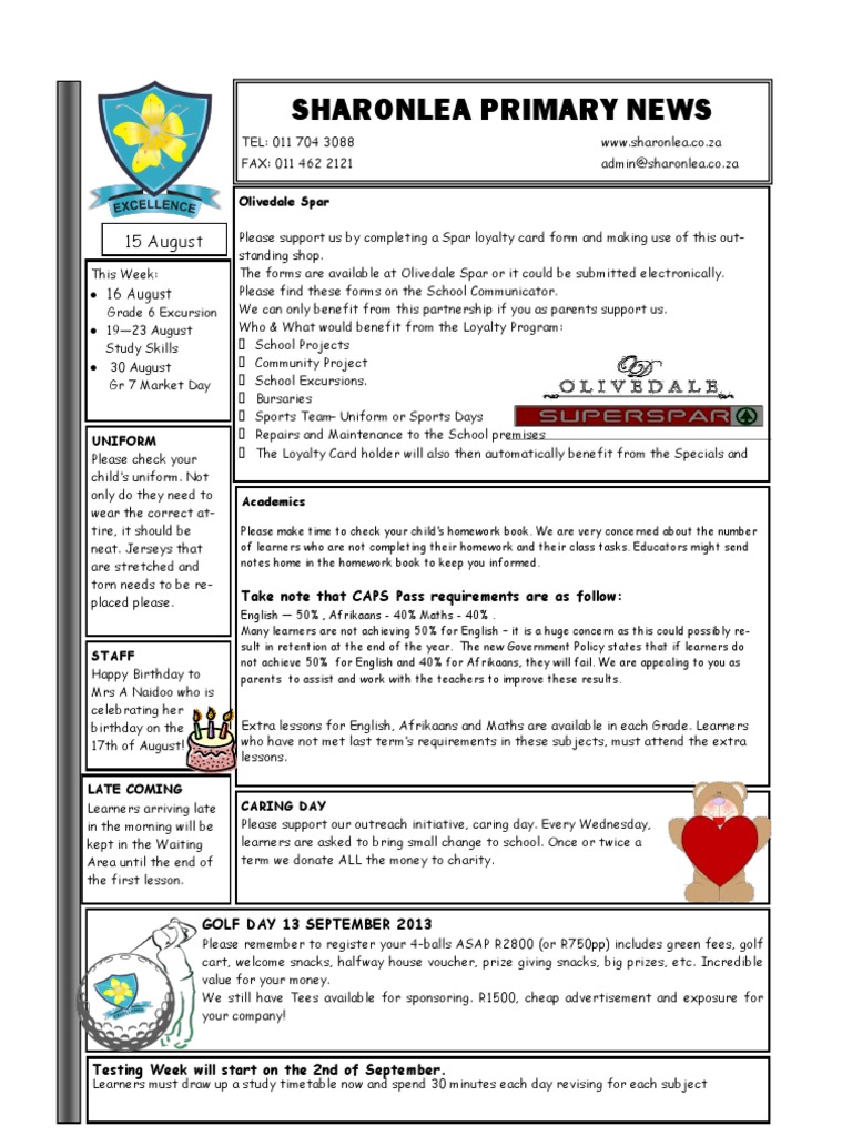 Newsletter 15 August | PDF | Loyalty Program | Homework