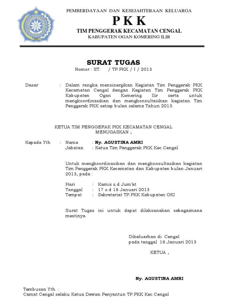 01 ST & SPPD PKK Kec Cengal | PDF