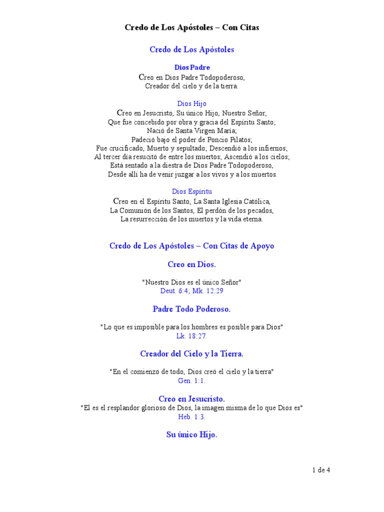 Credo de Los Apostloes - Con Citas Biblicas | PDF | espíritu Santo | Jesús