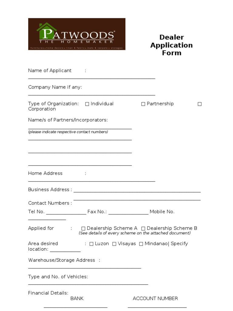 Dealer Application Form | PDF | Business