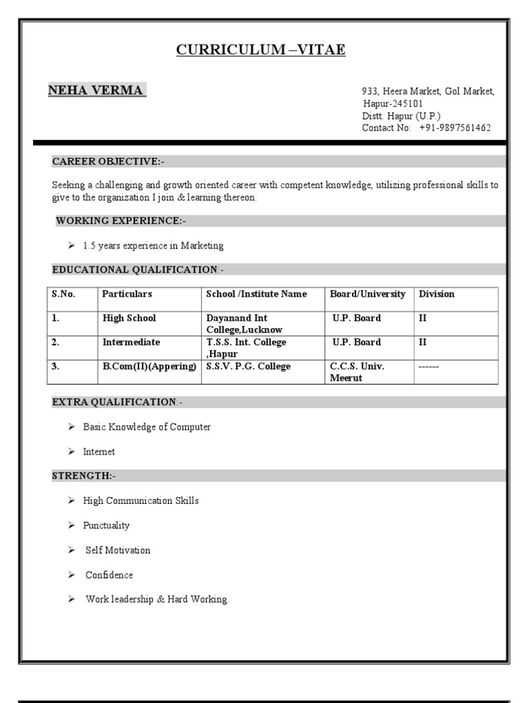 Neha Verma's Professional CV | PDF | Business