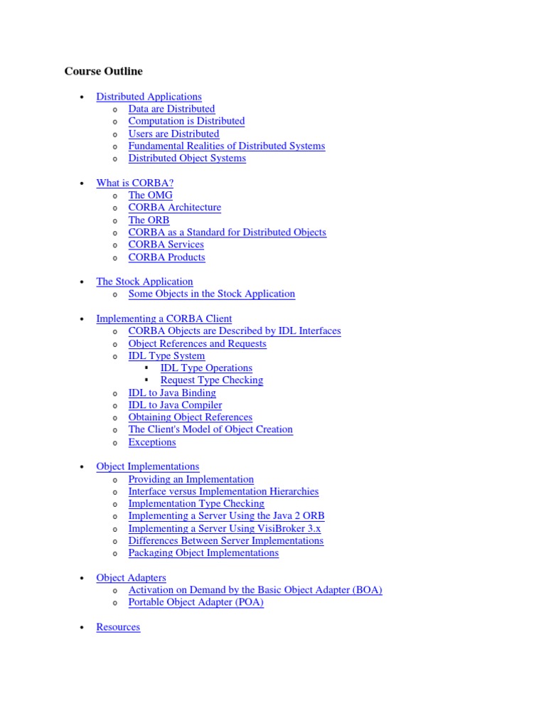 Corba Unit Iiicorba Pdf Common Object Request Broker Architecture Distributed Computing