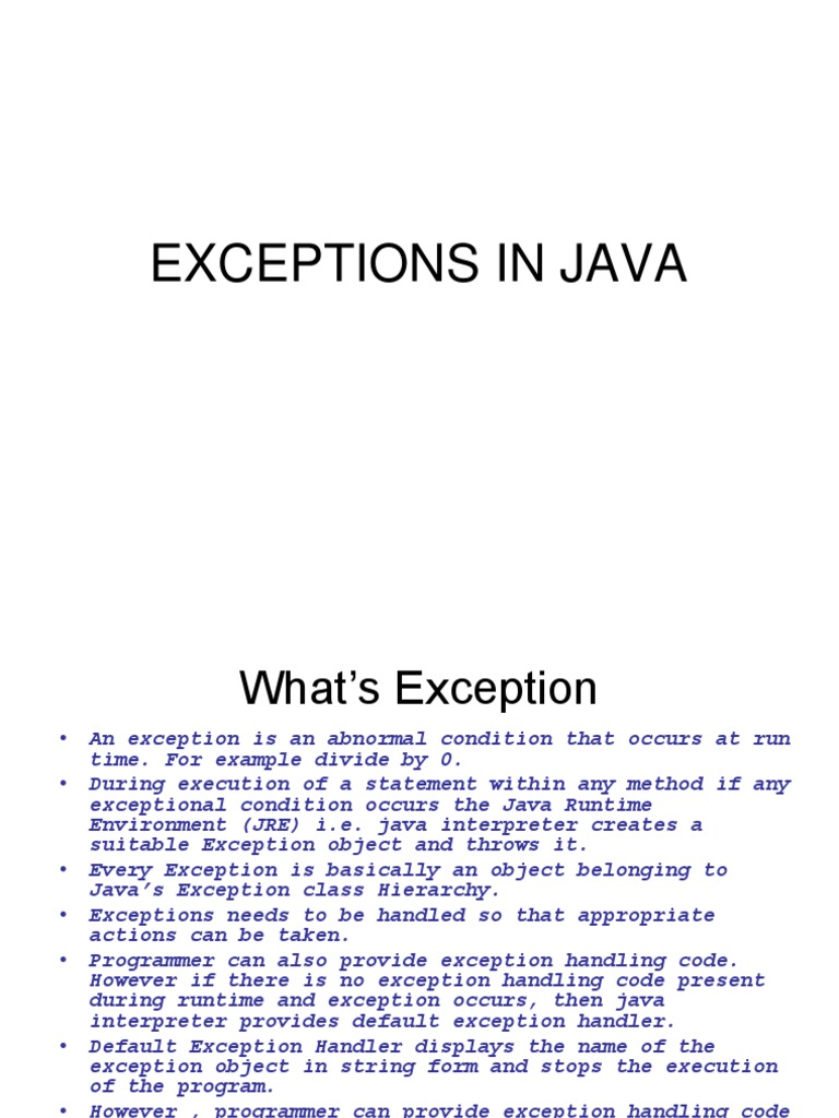 Lecture 19-20 (Exceptions in Java) | Download Free PDF | Java ...
