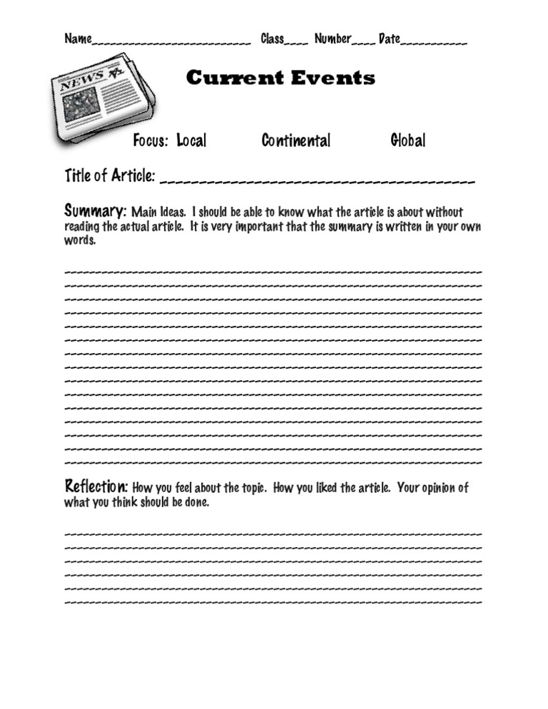 Current Events Sheet | PDF