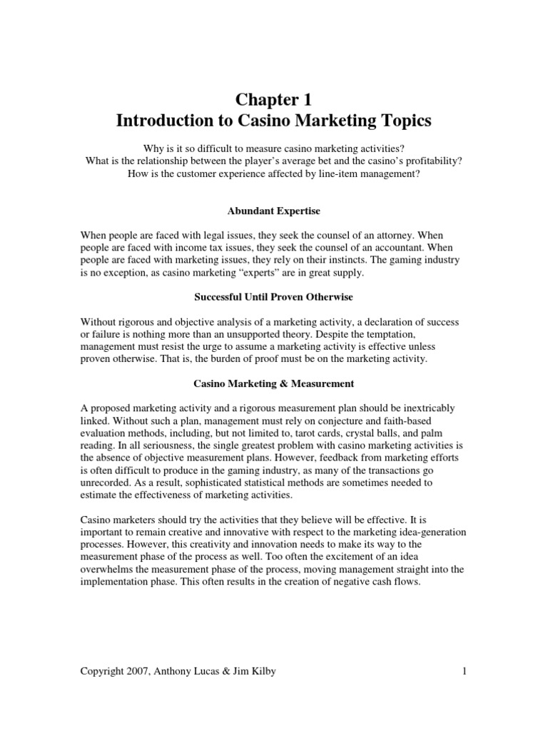Casino Marketing - Chapter 1 Introduction To Casino Marketing Topics ...