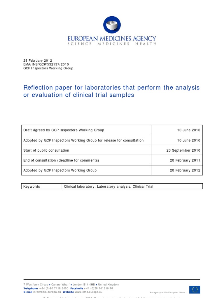 EMA - Reflection Paper For Laboratories That Perform The Analysis or ...