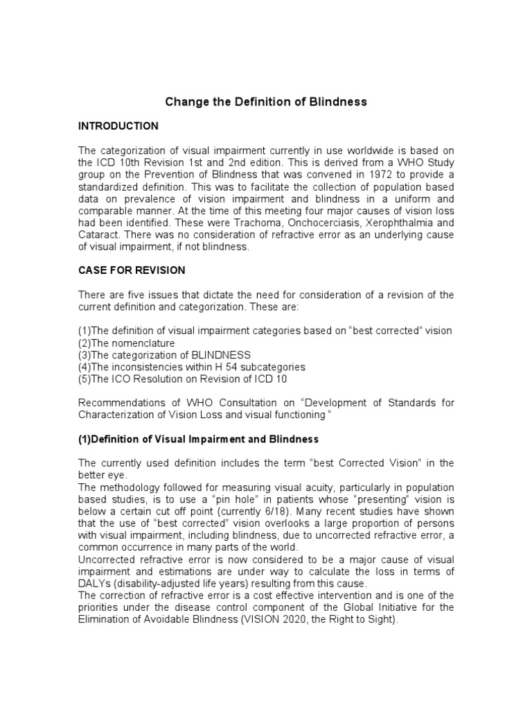 Revising the Definition of Blindness | PDF | Visual Impairment | Visual ...
