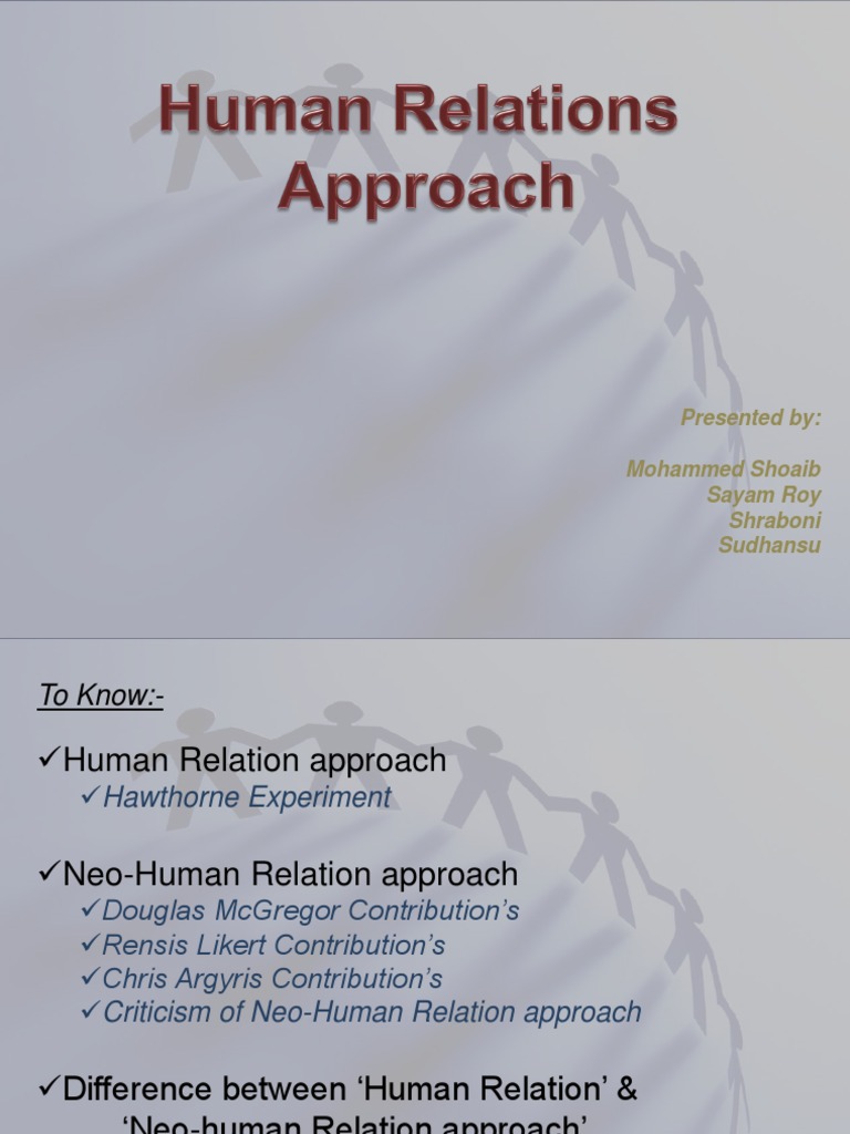 Human Relations Approach in Management | PDF | Motivation | Motivational