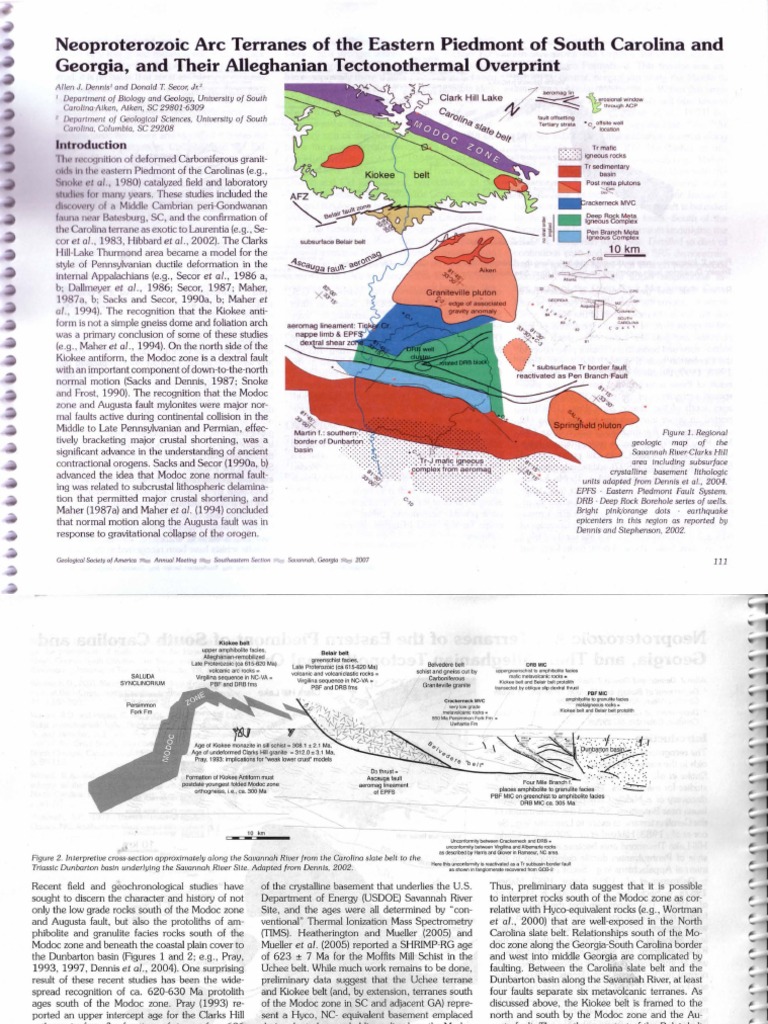 Neoproterozoic Arc Terranes of The Eastern Piedmont of South Carolina ...