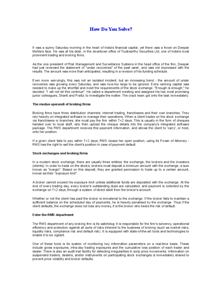 How Do You Solve Case Study in Ps | PDF | Cheque | Stocks