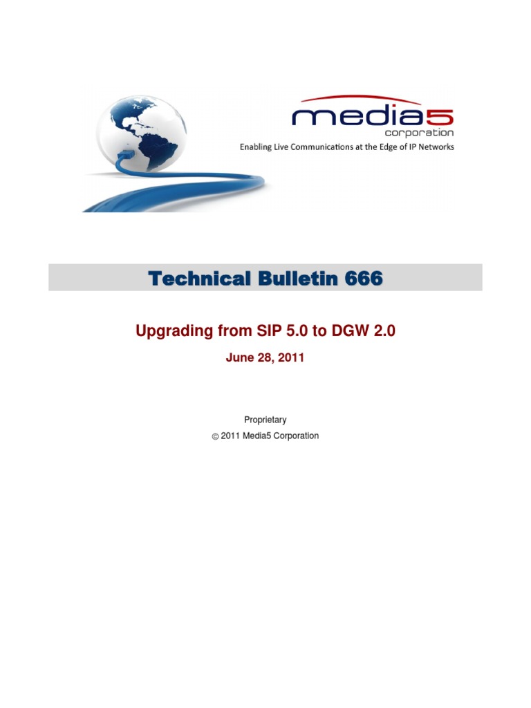 Technical Bulletin 0666 - Upgrading From SIP 5 0 To DGW 2 0 | PDF ...