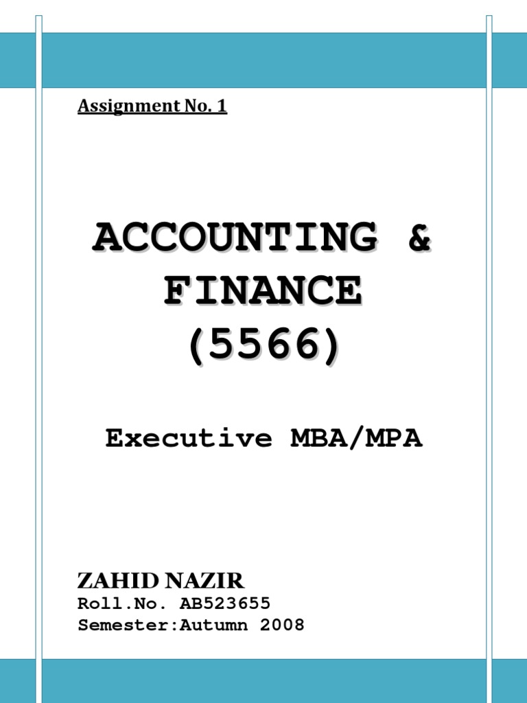 Assignment Acc. & Finance Col MBA Semester 1 | PDF | Cost Accounting ...