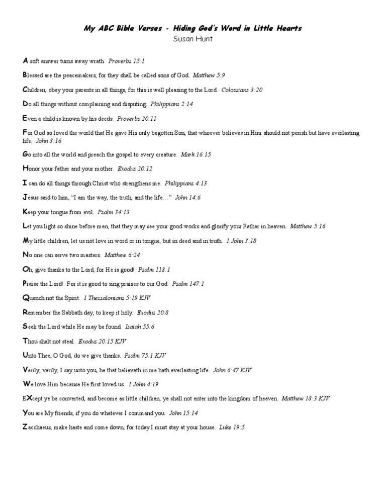 My ABC Bible Verses - Hiding God's Word in Little Hearts: Susan Hunt ...