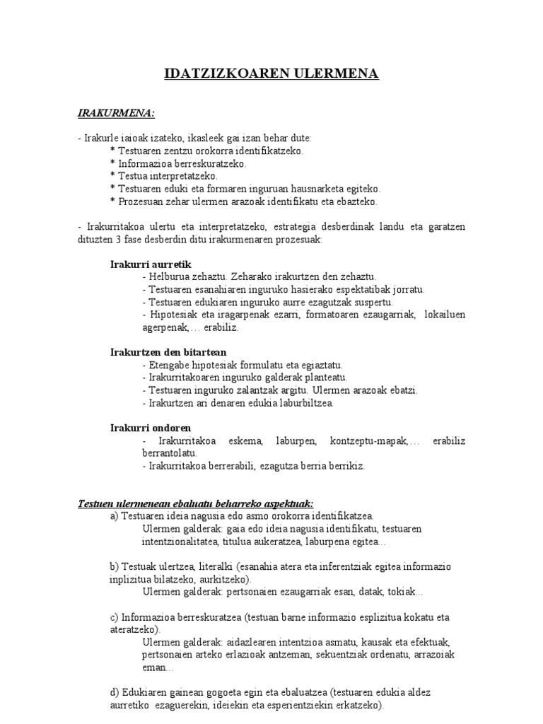 1-Idatzizko Ulermena | PDF
